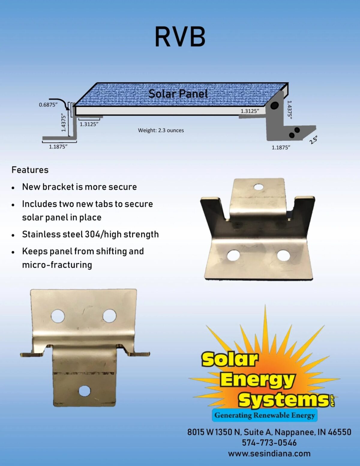 Stainless Steel RV Solar Panel Bracket - Elevation Battery